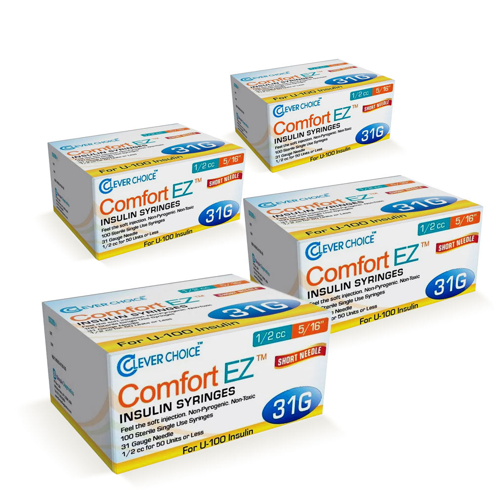Clever Choice Comfort EZ Insulin Syringes - 31G 1/2 cc 5/16" 100/bx ...
