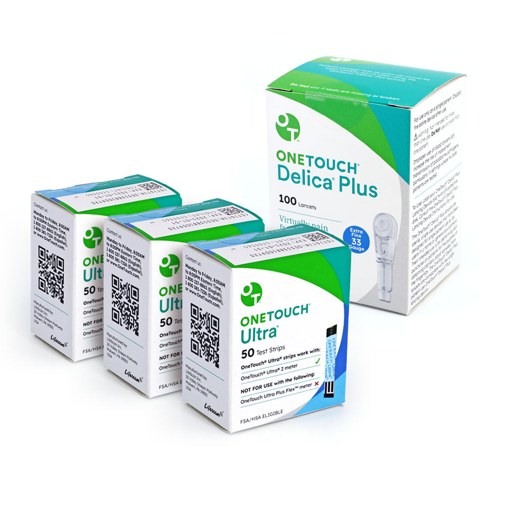 One Touch Ultra Test Strips 150ct with 100 FREE Lancets – Diabetic ...