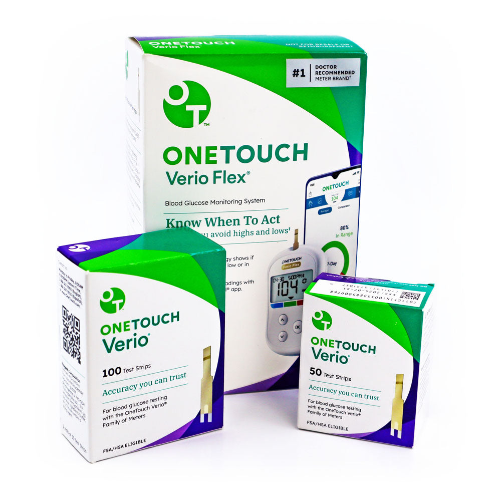 OneTouch Verio Flex Meter Combo (Meter & 150 Test Strips) – Diabetic ...