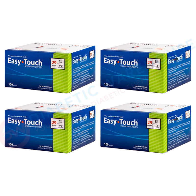 EasyTouch Insulin Syringes - 29G 1cc 1/2" 100/bx - Pack of 4 – Diabetic ...