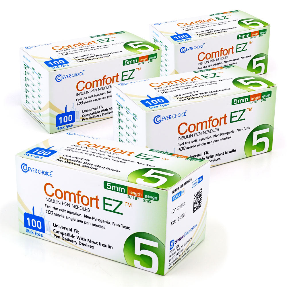 Clever Choice Comfort EZ Insulin Pen Needles - 31G 5mm 100/bx - Pack o ...