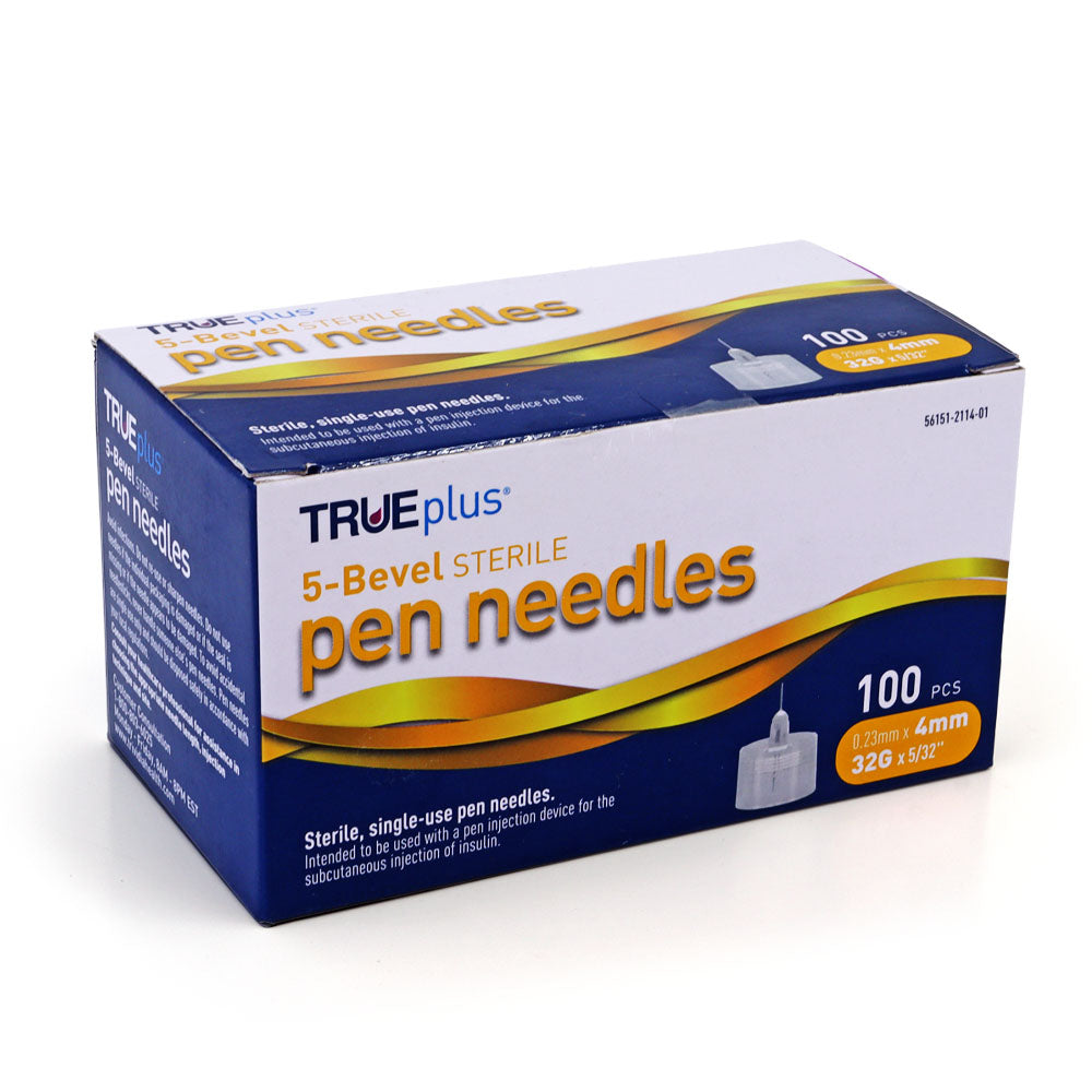 TRUEplus Pen Needles - 32G 4mm 100/bx – Diabetic Overstock