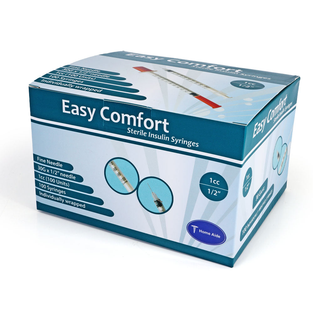 Easy Comfort Insulin Syringes - 30G 1 cc 1/2" 100/bx – Diabetic Overstock