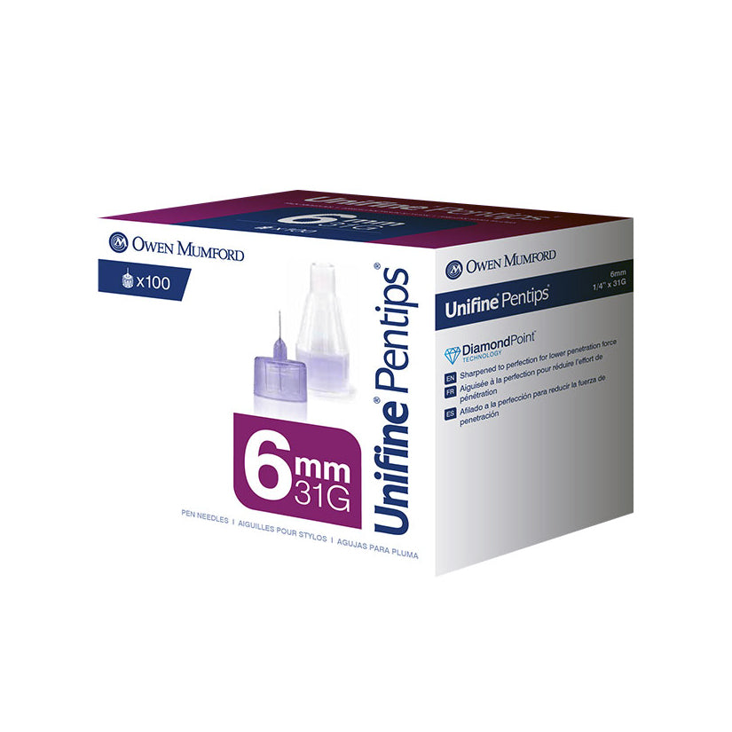 Owen Mumford Unifine Pentips Pen Needles - 31G 6mm 100/bx – Diabetic ...