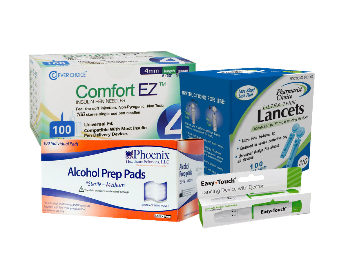 Pen Needles Kit (Pen Needles, Lancets, Lancing Device, Alcohol Pads ...